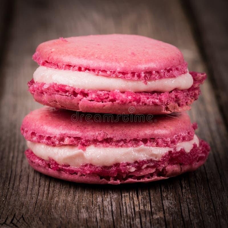 Raspberry macarons retro stock photo. Image of dessert - 199863986