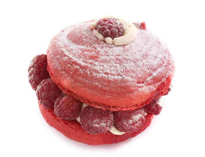 Raspberry macaroon stock photo. Image of gourmet, white - 55845108