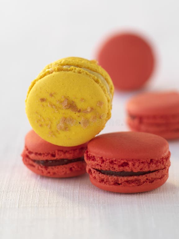 Raspberry Macaroons and Lemon-Gavotte Macaroon Stock Image - Image of cookie, gavotte: 23703459