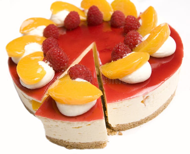 Raspberry & Mandarin Cheesecake Stock Photo - Image of pastry, crumbs ...