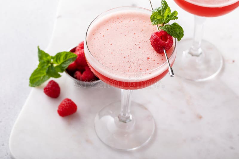 Raspberry Martini Cocktail with Vodka, Juice and Raspberry Liqueur ...