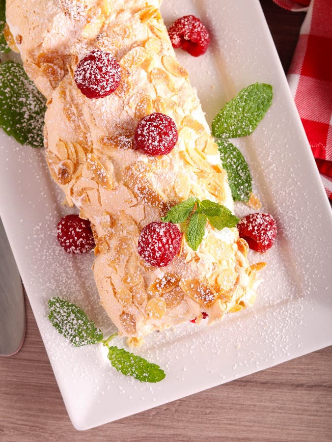 Raspberry merengue roulade stock photo. Image of whipped - 300178620