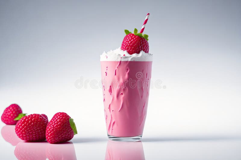 Raspberry Milkshake Isolated on White Background. Ai Generative Stock ...