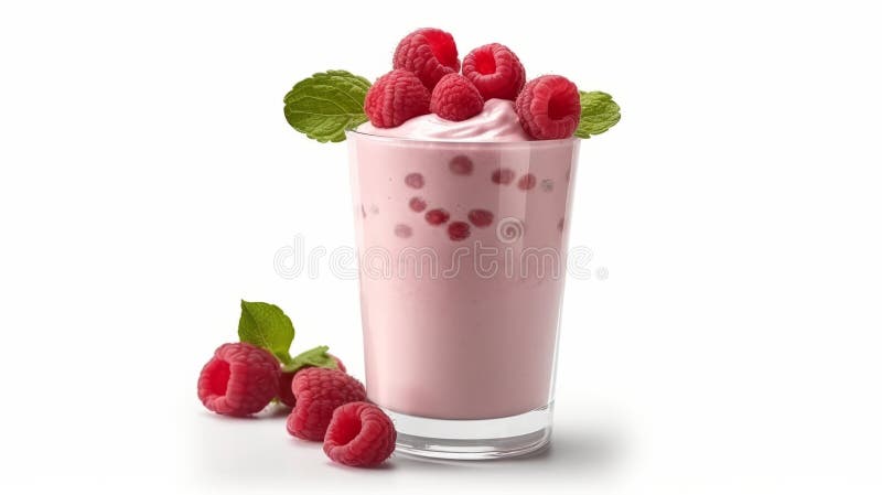 Raspberry Milkshake Isolated on White Background. Generative AI Stock ...