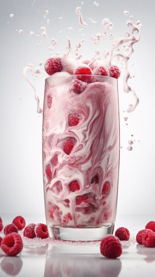 Raspberry Milkshake with Raspberries and on Isolated Background Stock ...