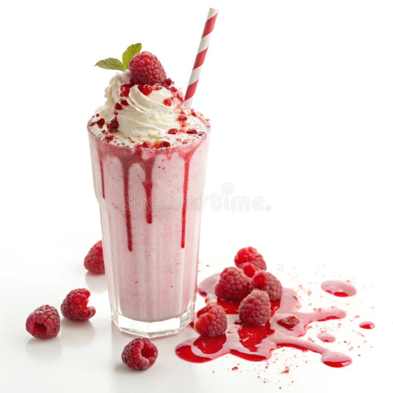 Raspberry Milkshake Realistic Stock Illustration - Illustration of ...