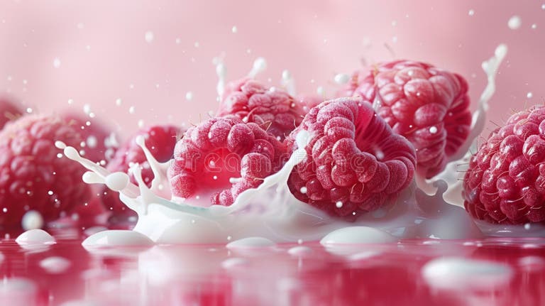 Raspberry Milkshake Splash Background Stock Image - Image of yogurt ...