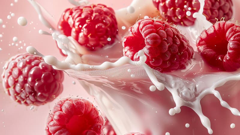 Raspberry Milkshake Splash Background Stock Photo - Image of yogurt ...