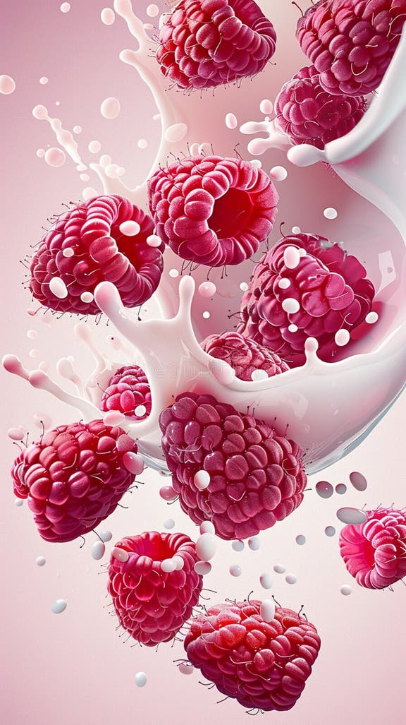 Raspberry Milkshake Splash Background Stock Photo - Image of yogurt ...