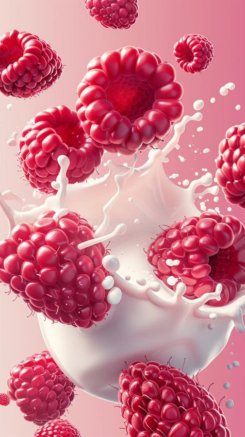 Raspberry Milkshake Splash Background Stock Photo - Image of berry ...