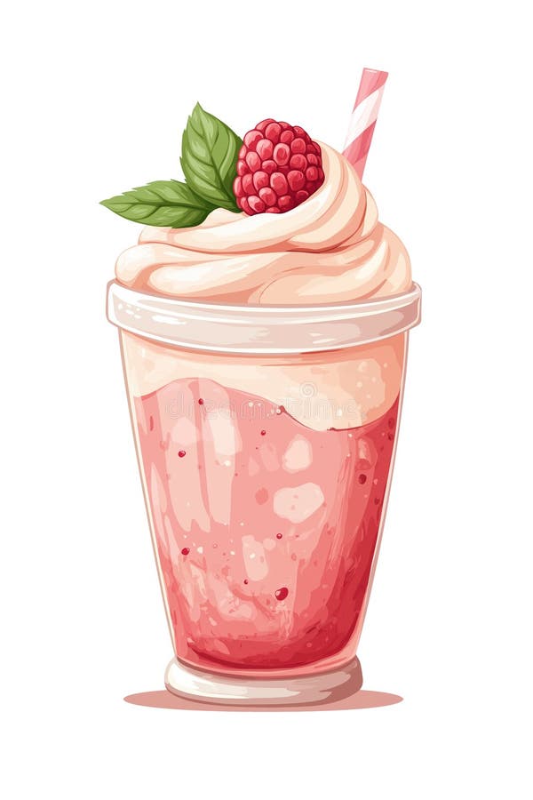 Raspberry Milkshake Topped with Whipped Cream, Fresh Raspberry, and ...