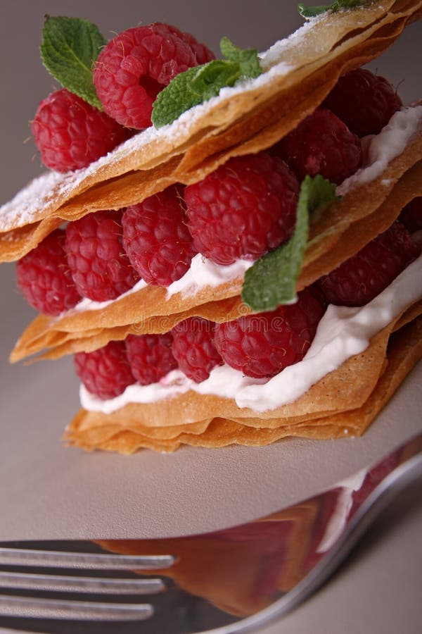 Raspberry mille feuille stock image. Image of restaurant - 18922359