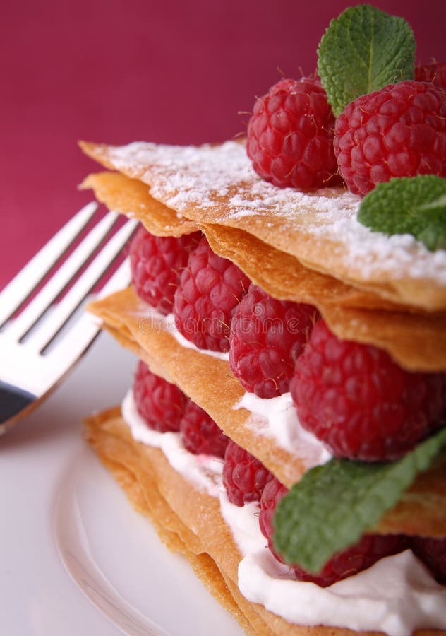 Raspberry mille feuille stock image. Image of restaurant - 18922359