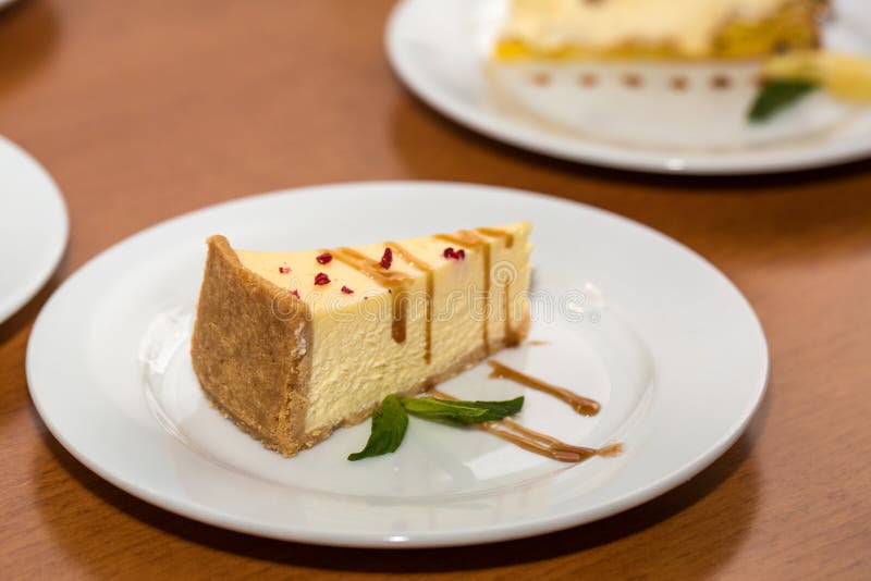 Raspberry and Mint Cheesecake Stock Photo - Image of cafe, decorated ...