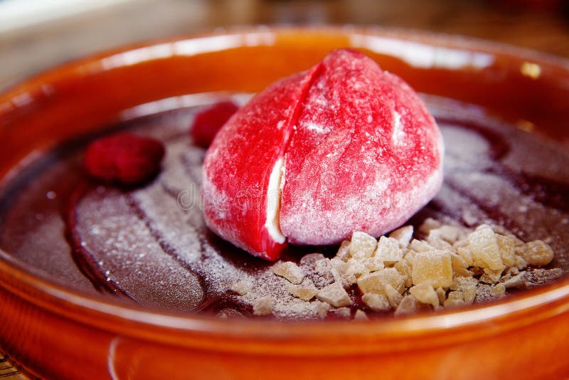 Raspberry Mochi for Dessert Stock Image - Image of cream, cold: 76405347