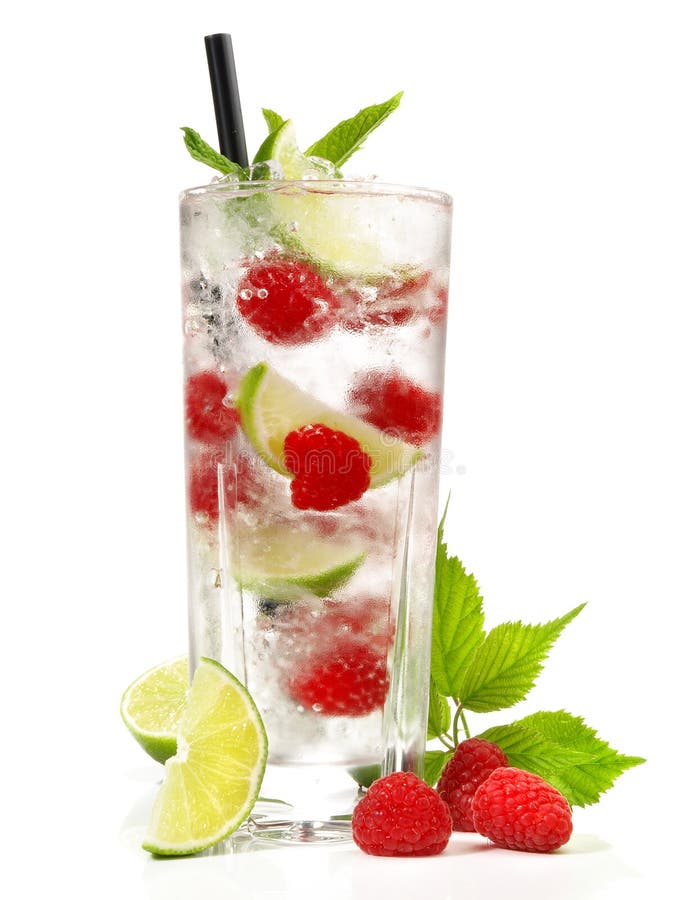 Raspberry Mojito Soda Cocktail Isolated on White Background Stock Photo ...