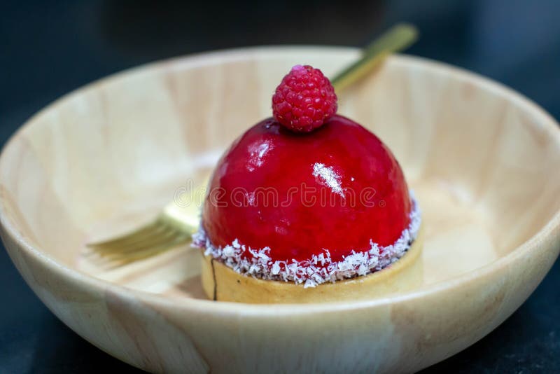 Raspberry Mousse Dome on Top Fresh Raspberry Stock Photo - Image of ...