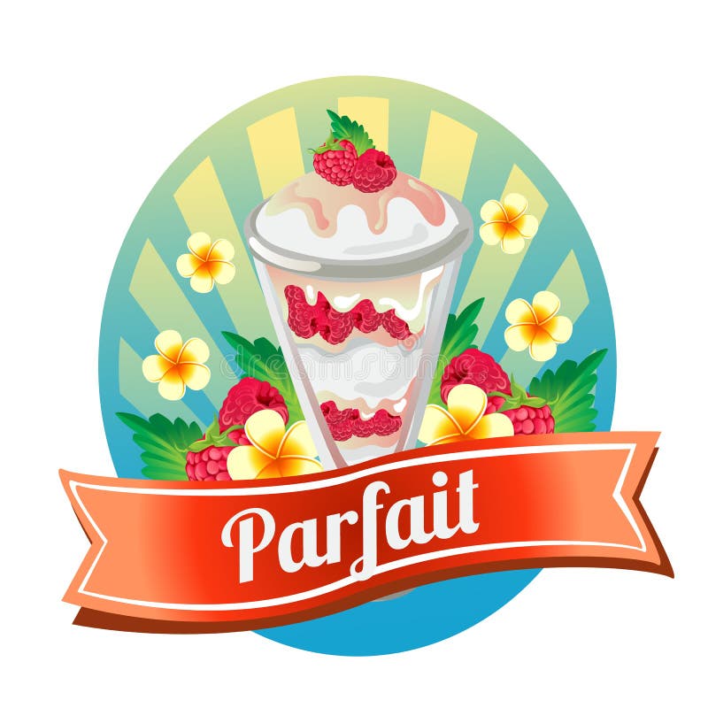Raspberry parfait label stock vector. Illustration of cereal - 88809371