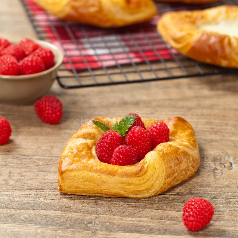 Raspberry pastries stock image. Image of custard, dish - 44964145