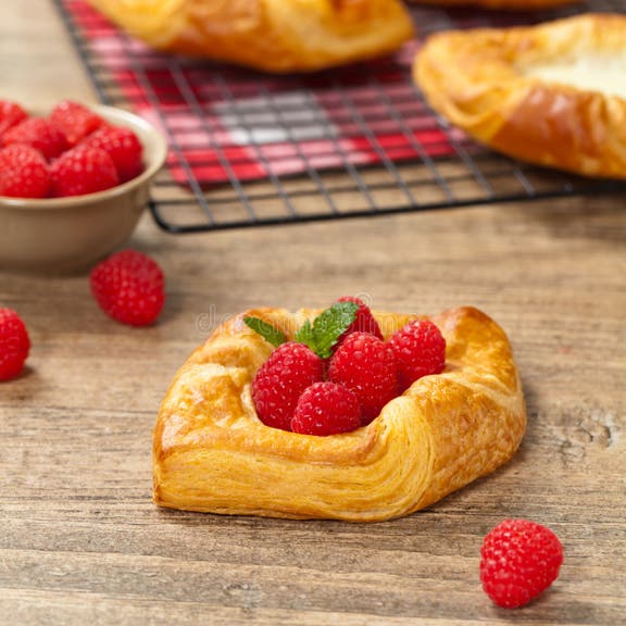 Raspberry pastries stock image. Image of custard, dish - 44964145