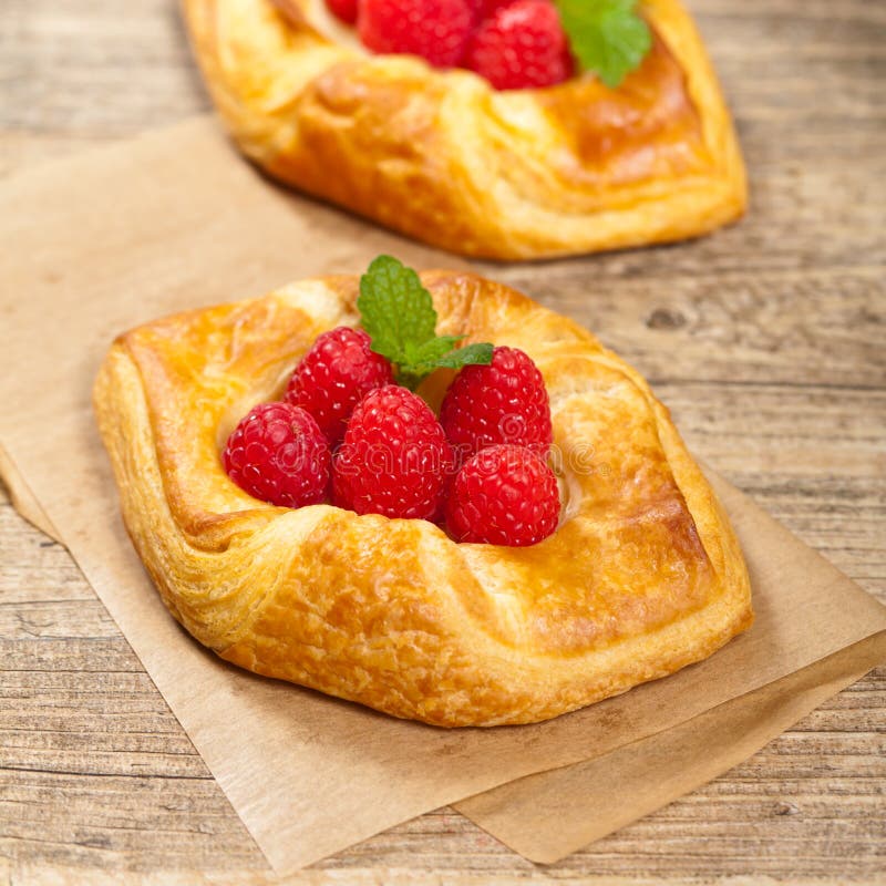 Raspberry pastries stock image. Image of fried, mint - 44964189