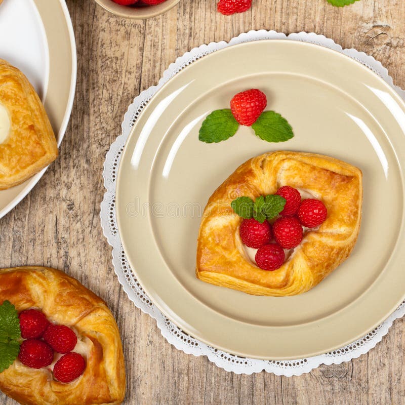 Raspberry pastries stock photo. Image of french, cream - 44964272