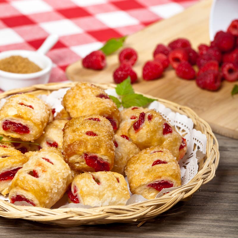 Raspberry pastries stock image. Image of flaky, fruit - 44643051