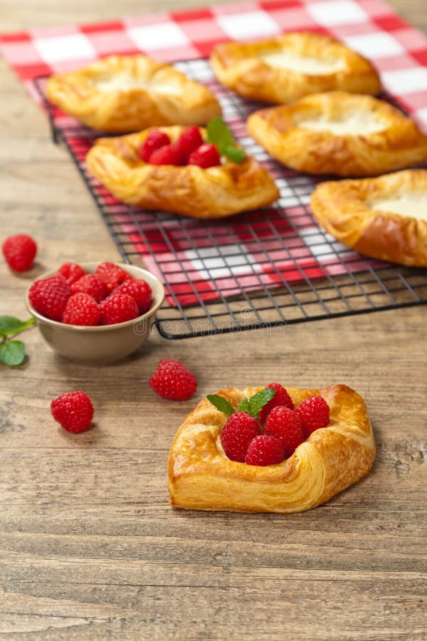 Raspberry pastries stock image. Image of pastry, fruit - 48796309