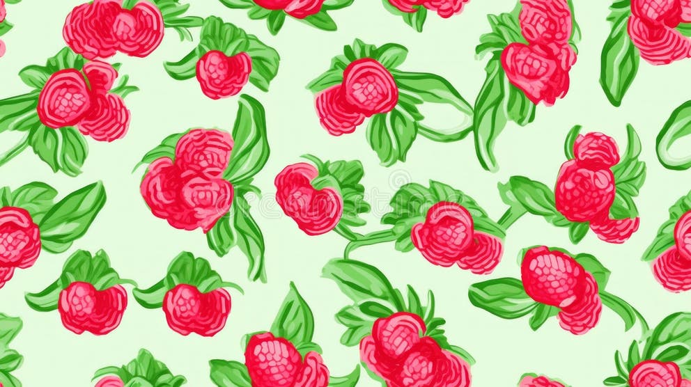 Raspberry Pattern. Hand Drawn Raspberry Pattern for Textiles, Fabrics ...
