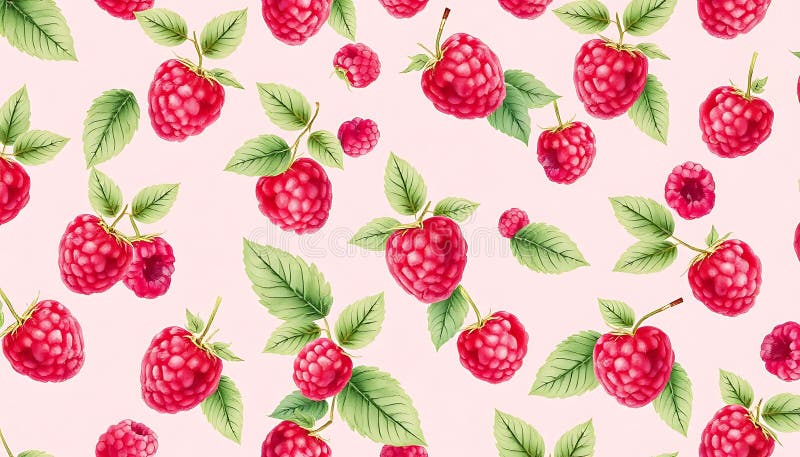 Raspberry Pattern Repeat, Berry Background, Fruit Design, Stock Photo ...