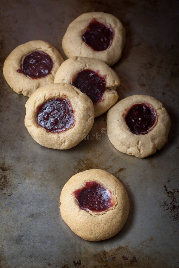 Raspberry Peanut Butter and Jelly Cookies Stock Image - Image of ...