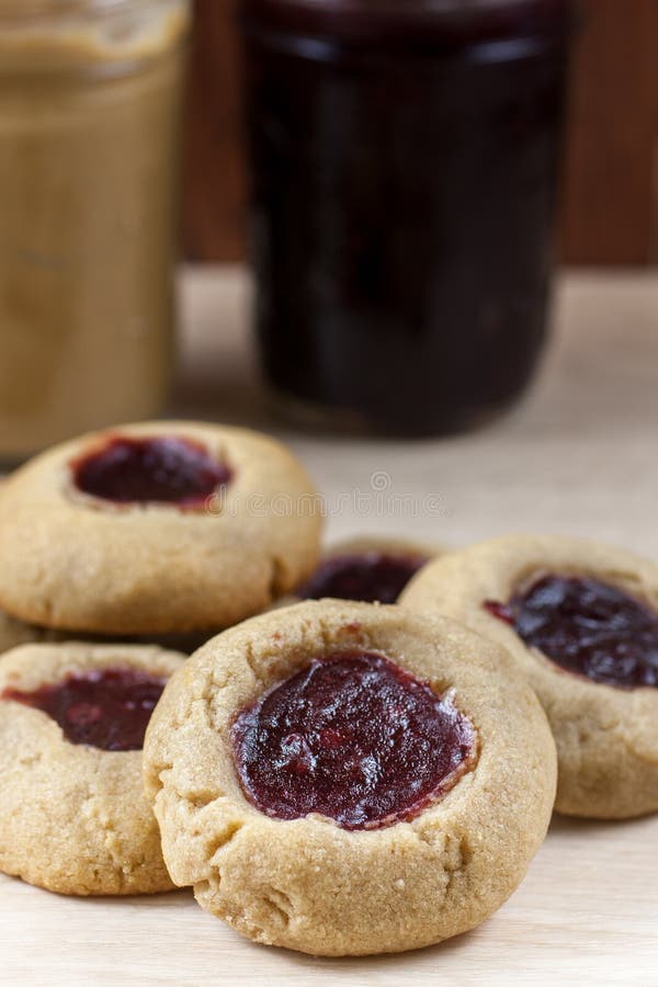 Raspberry Peanut Butter and Jelly Cookies Stock Image - Image of treat ...
