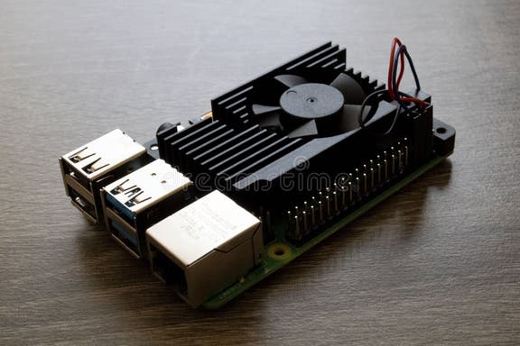 Raspberry Pi Microcomputer 4B with a Black Heatsink for Electrical ...