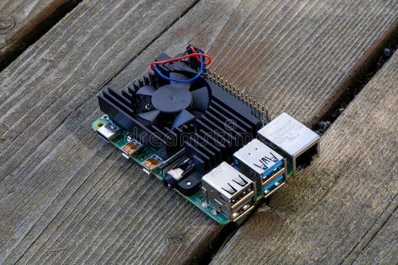 Raspberry Pi Microcomputer 4B with a Black Heatsink for Electrical ...