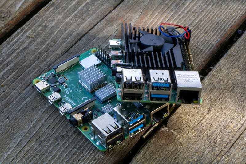 Raspberry Pi Microcomputer 4B with a Black Heatsink for Electrical ...