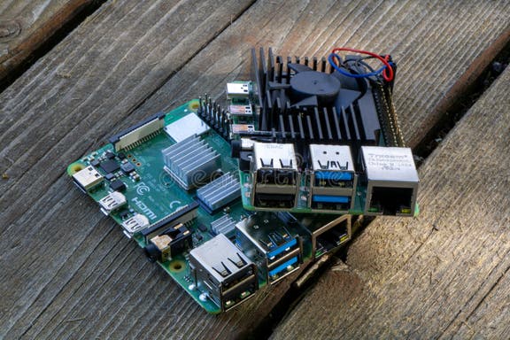 Raspberry Pi Microcomputer 4B with a Black Heatsink for Electrical ...