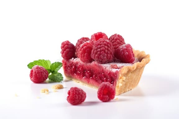 A Raspberry Pie with a Bite Taken Out of it and Some Raspberries on the ...