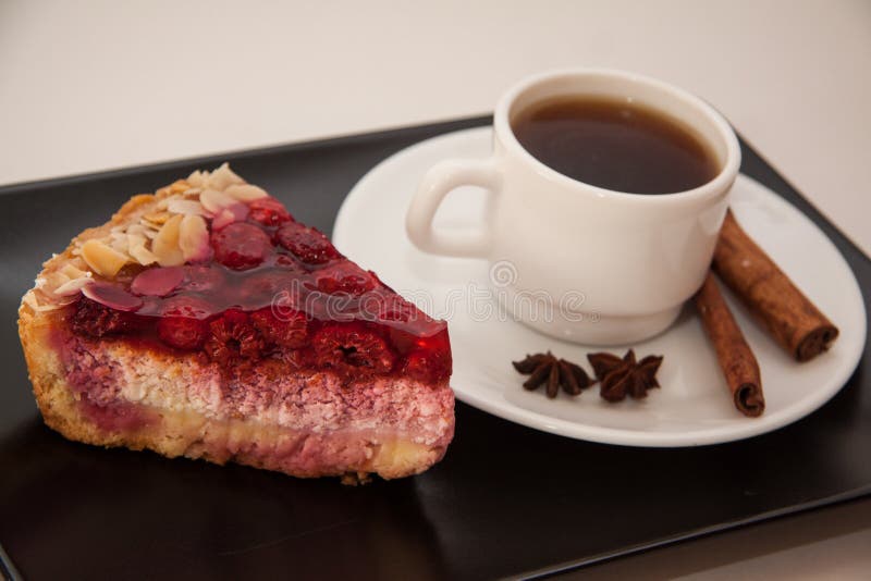 Raspberry Pie on Black Plate Stock Image - Image of bakery, blueberry ...