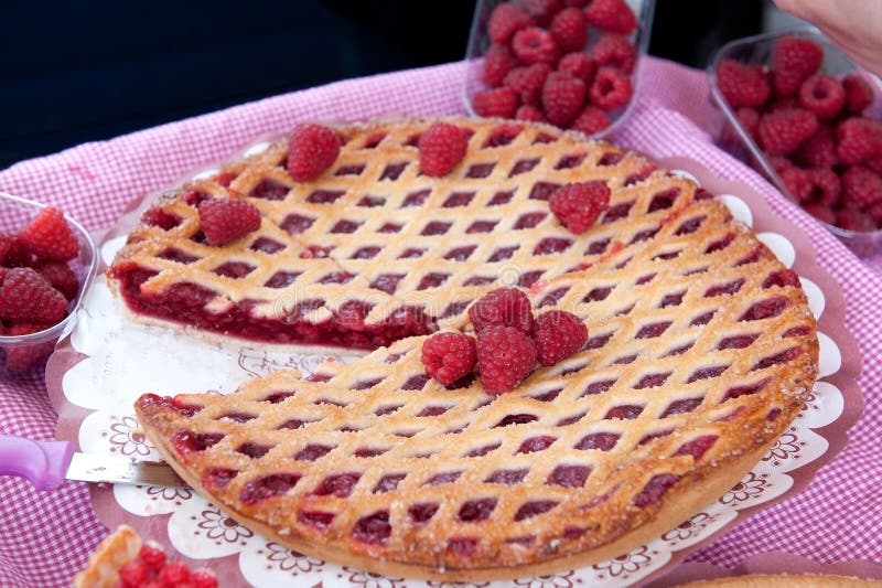 Raspberry pie stock image. Image of dessert, home, baked - 32702585