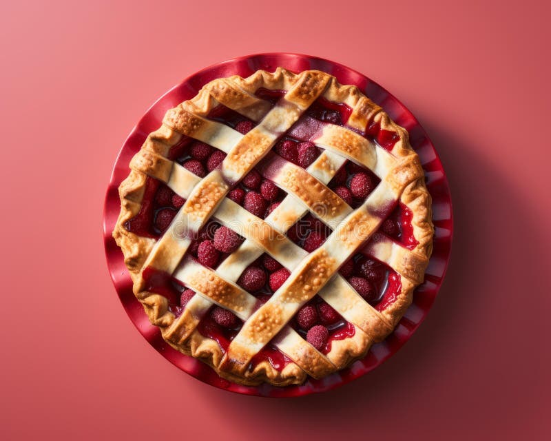 A Raspberry Pie on a Red Plate with Lattice Stock Illustration ...