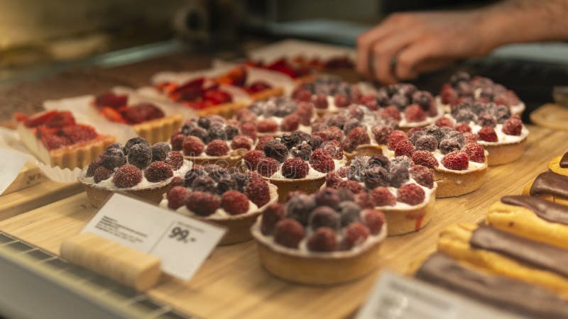 Raspberry pie in the shop stock image. Image of dessert - 148396829