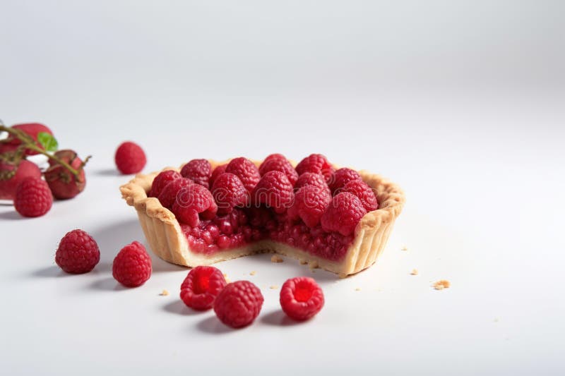 A Raspberry Pie with a Slice Cut Out of it and Some Raspberries ...