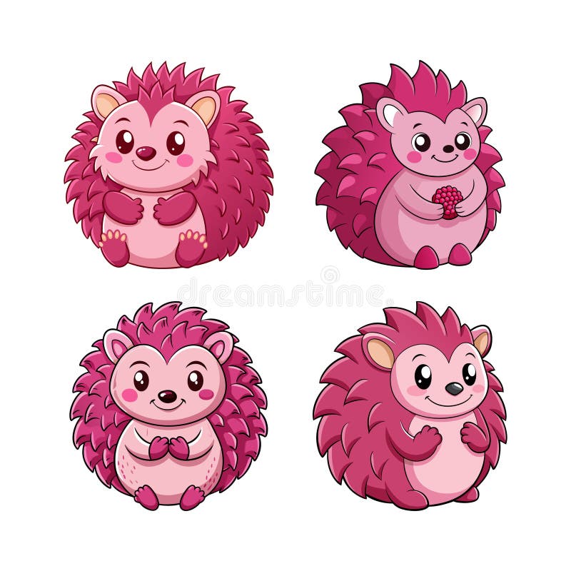 Raspberry Pink Hedgehog: Spiky Design Stock Vector - Illustration of ...