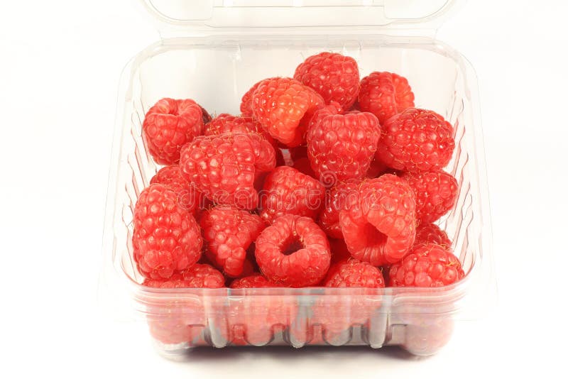 Raspberry in a Plastic Package Stock Photo - Image of plastic, white ...