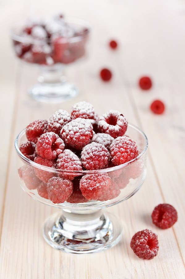 Raspberry with Powdered Sugar Stock Image - Image of sweetness ...