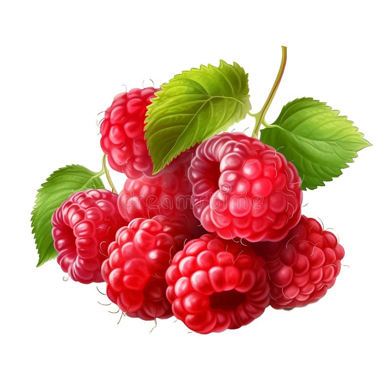 Raspberry. Realistic Close-up Illustration of Fresh Fruit, Isolated on ...