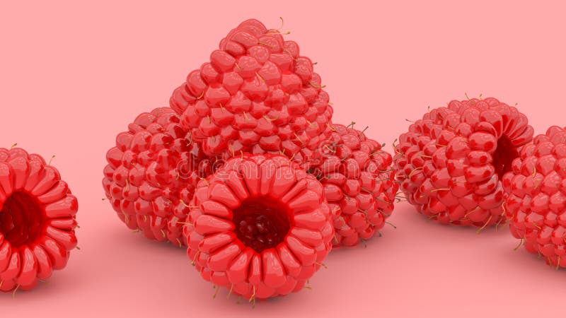 Raspberry on a Red Background Stock Illustration - Illustration of ...