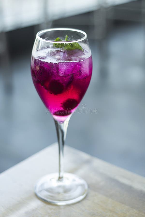 Raspberry and Red Dragon Fruit Wine Spritzer Cocktail Stock Photo ...