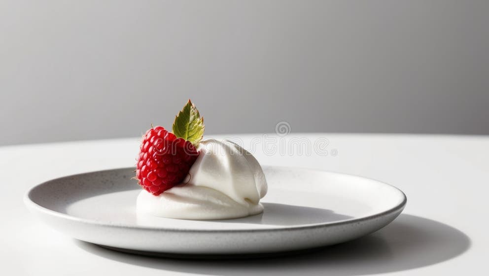 The Raspberry Rests on a Table Atop White Substance on White Stuff ...