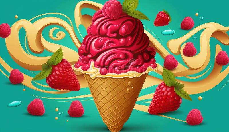 Raspberry Ripple Summer Background. Generative AI Stock Illustration ...